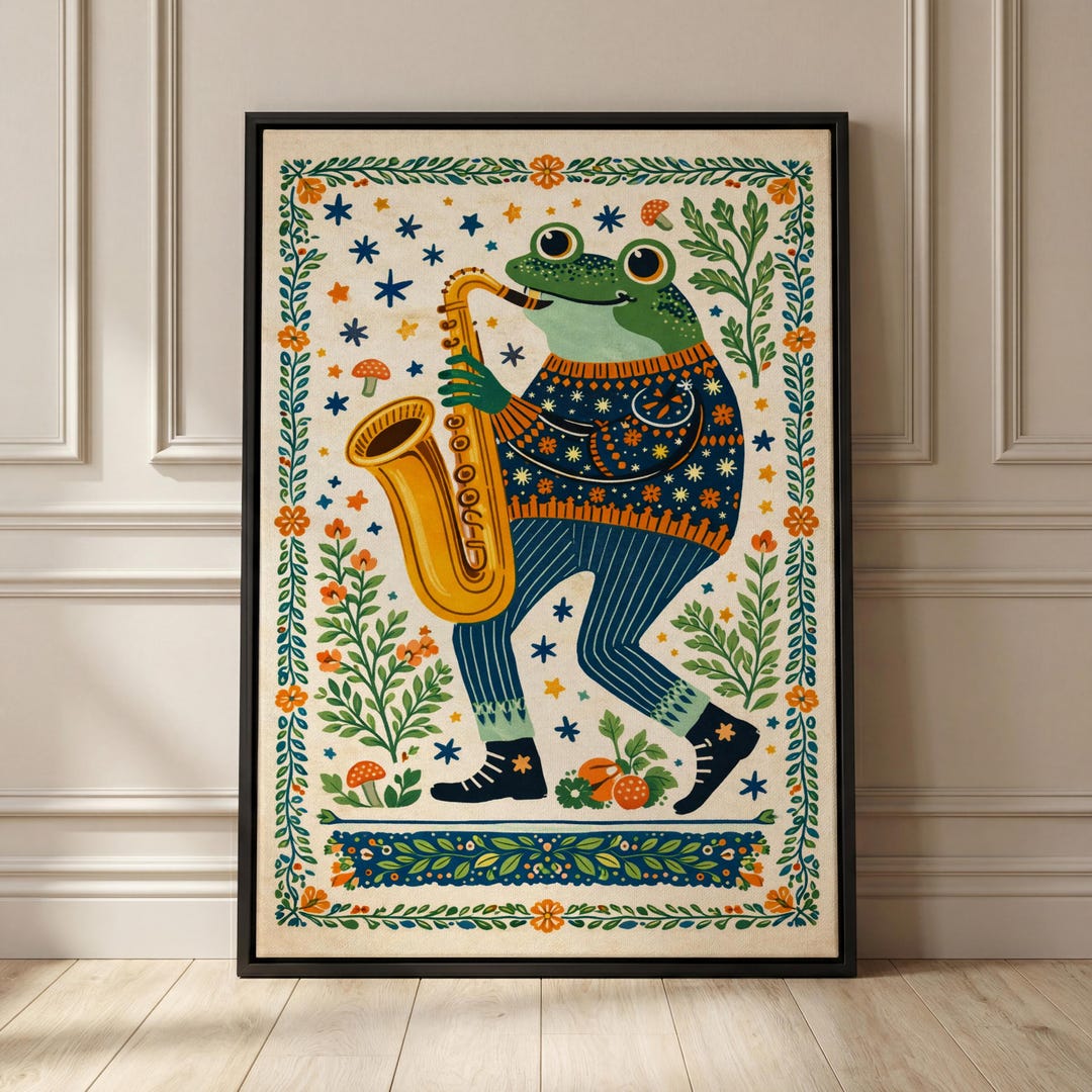 Funny Frog Music Poster for Kids Room, Woodland Animal Nursery Wall Art ...