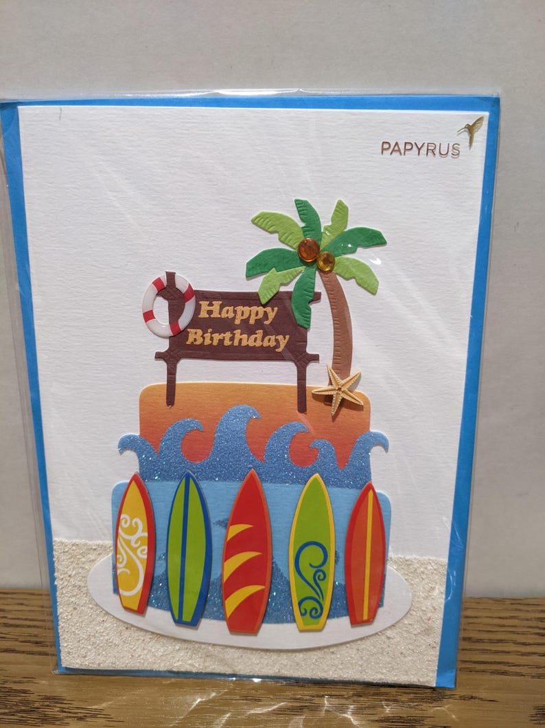 Papyrus Birthday Card Surf Boards Cake - Etsy
