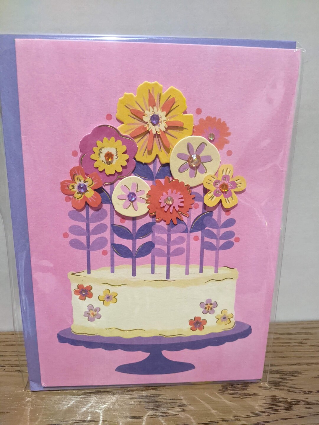 Papyrus Birthday Card Cake With Flowers Instead of Candles - Etsy