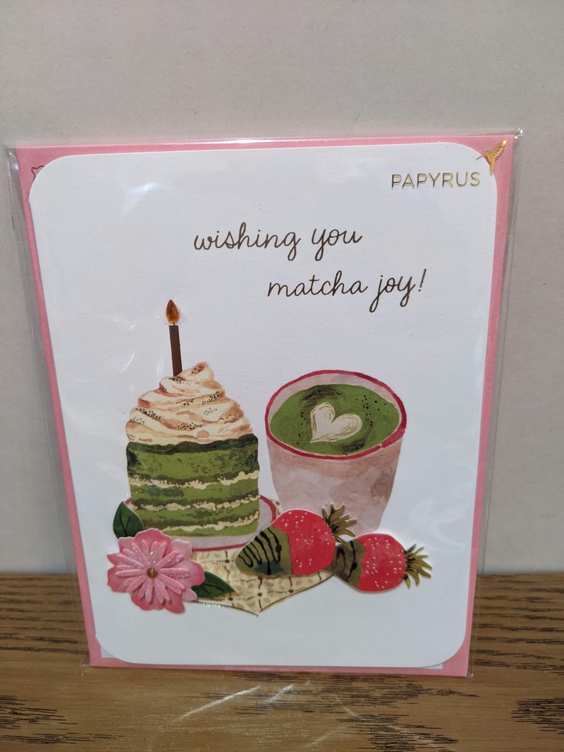 Papyrus Birthday Card Matcha Cake and Drink - Etsy