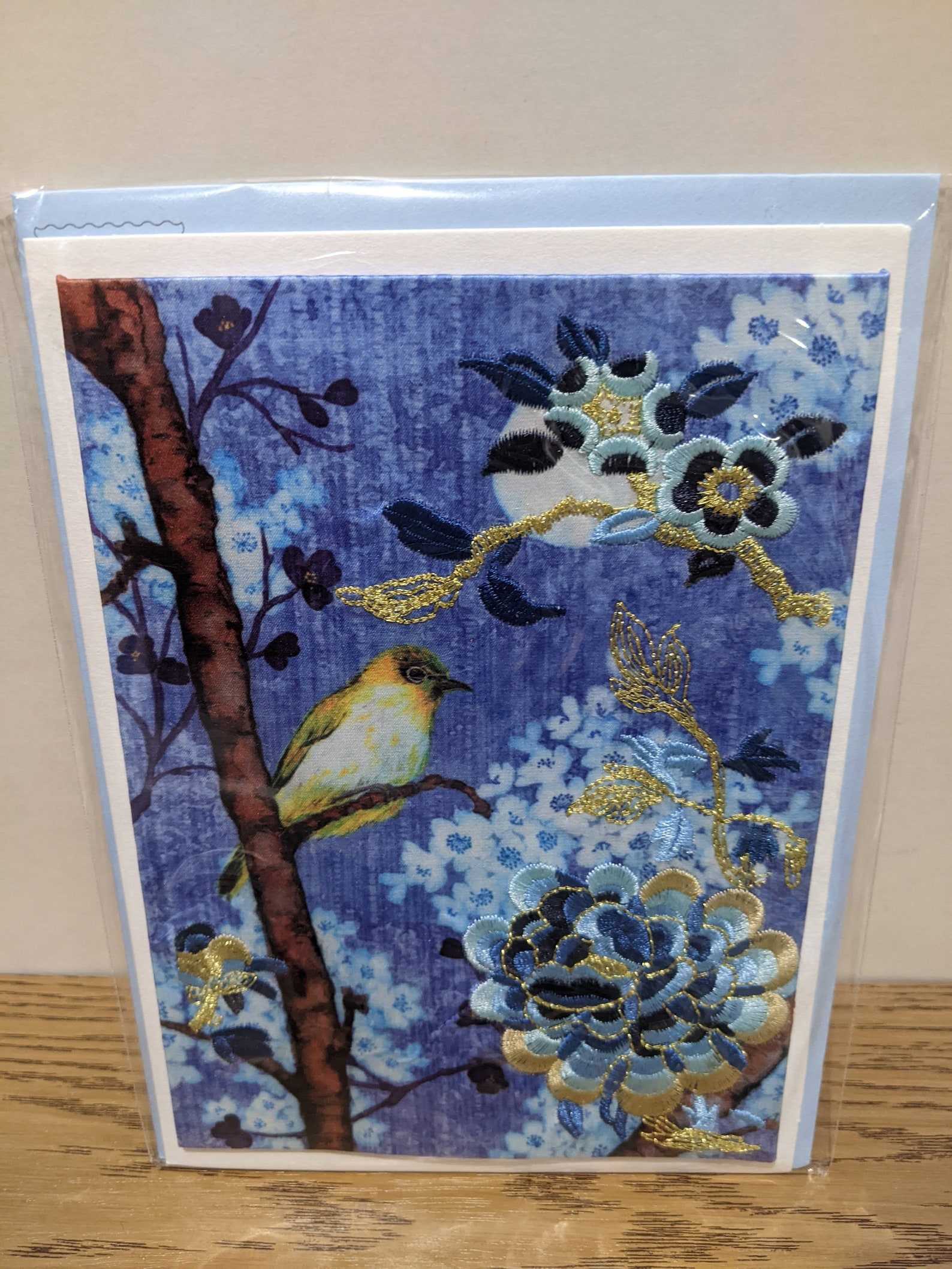 Papyrus Bird and Embroidered Flowers Card Blank Inside for Your Own ...