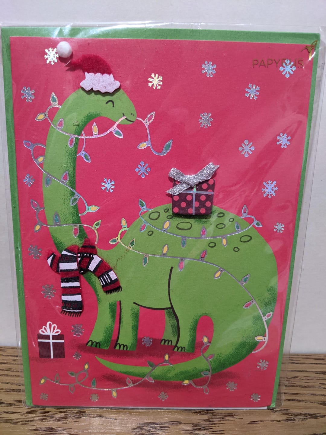 Papyrus Christmas Card Dinosaur Santa With Gift - Etsy