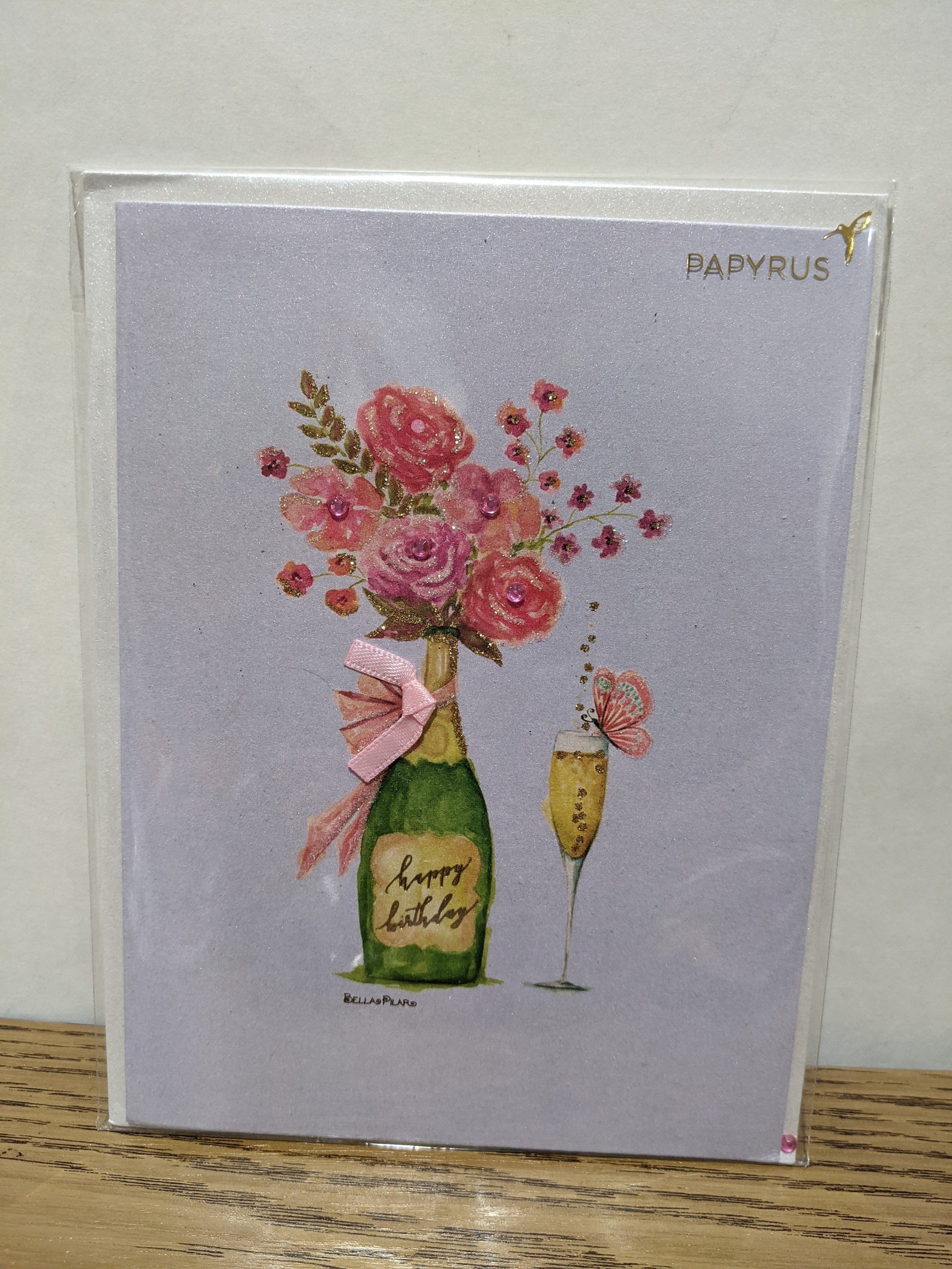 Papyrus Birthday Card Champagne, Roses, and Butterfly - Etsy