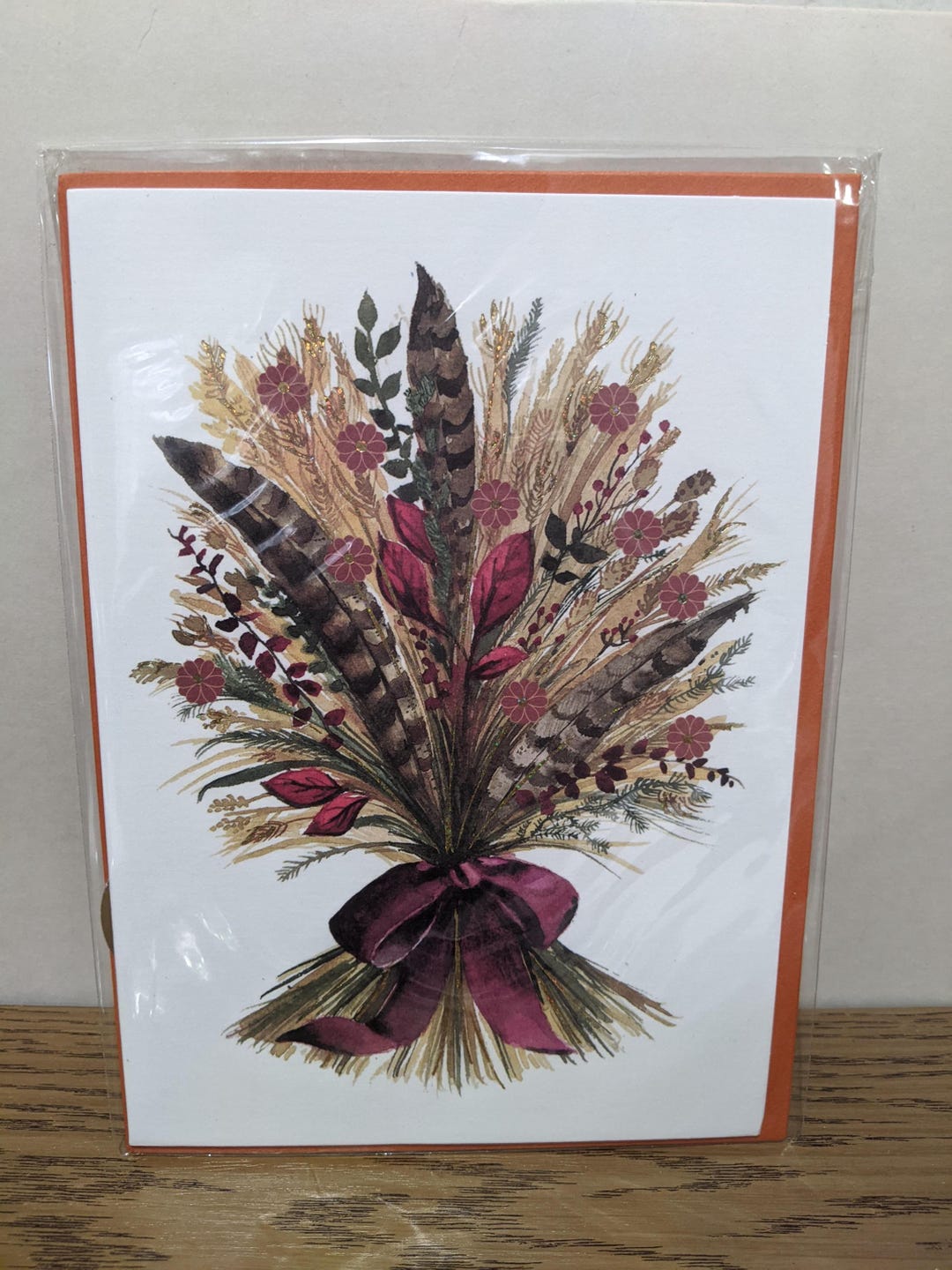 Papyrus Thanksgiving Card Wheat and Feathers Bouquet - Etsy