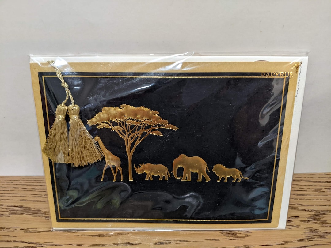 Papyrus Blank Card Golden Elephants All Occasions Blank Inside for Your ...