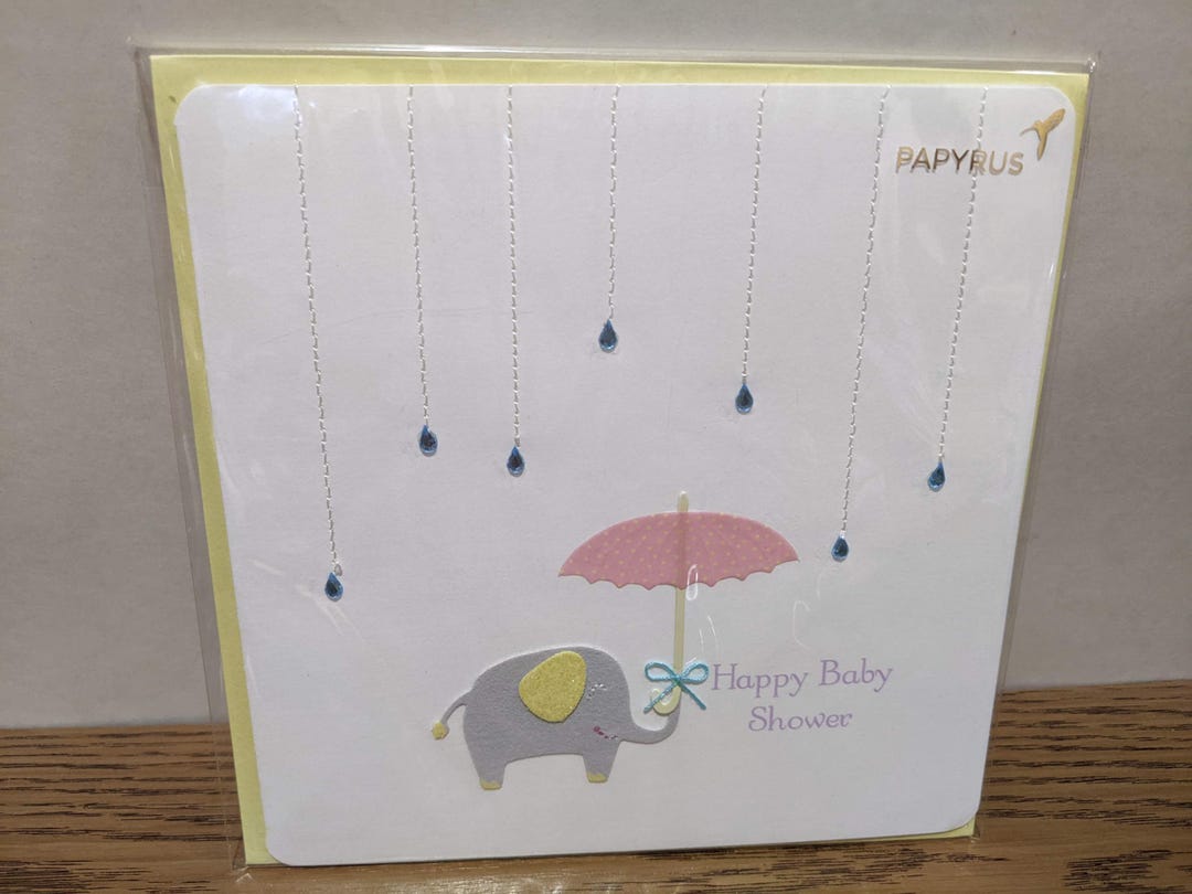 Papyrus Baby Shower Card Elephant Holding Umbrella - Etsy
