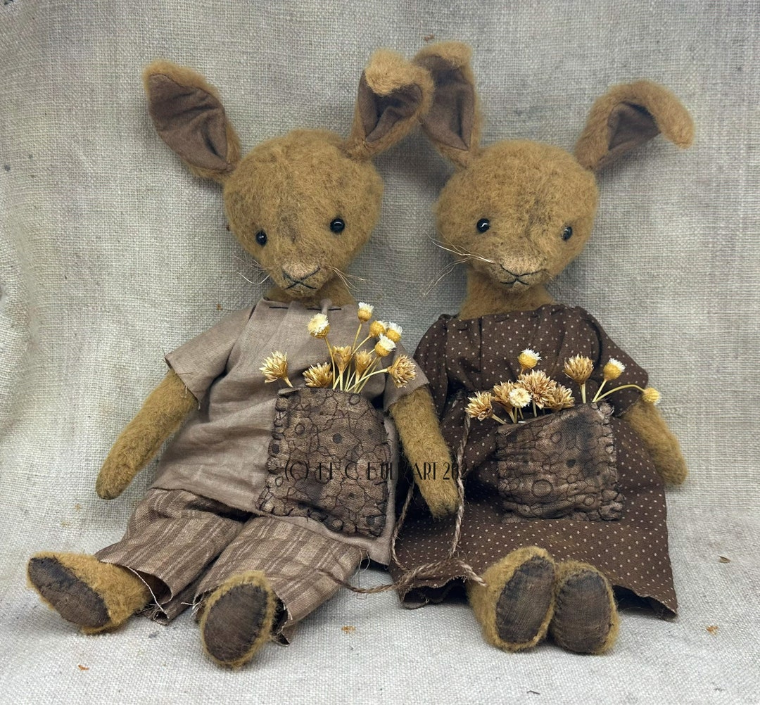 Primitive Blossom & Bud Rabbit E-pattern - Etsy