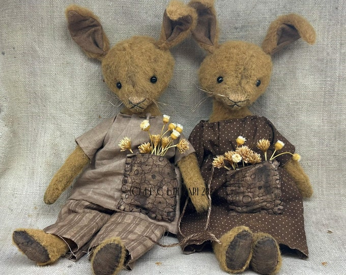 Primitive Blossom & Bud Rabbit E-pattern - Etsy