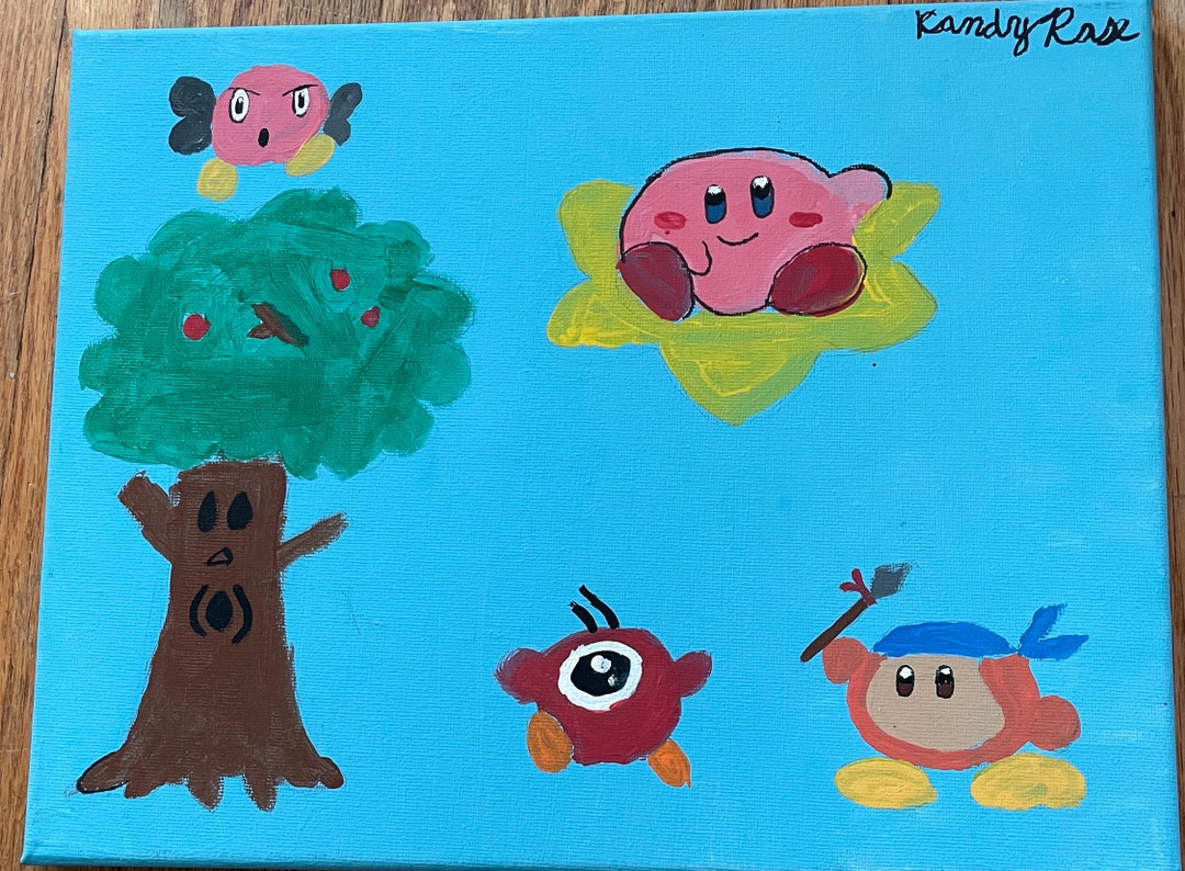 Kirby Painting Including Characters Whispy Woods, Waddle Dee, Bronto ...