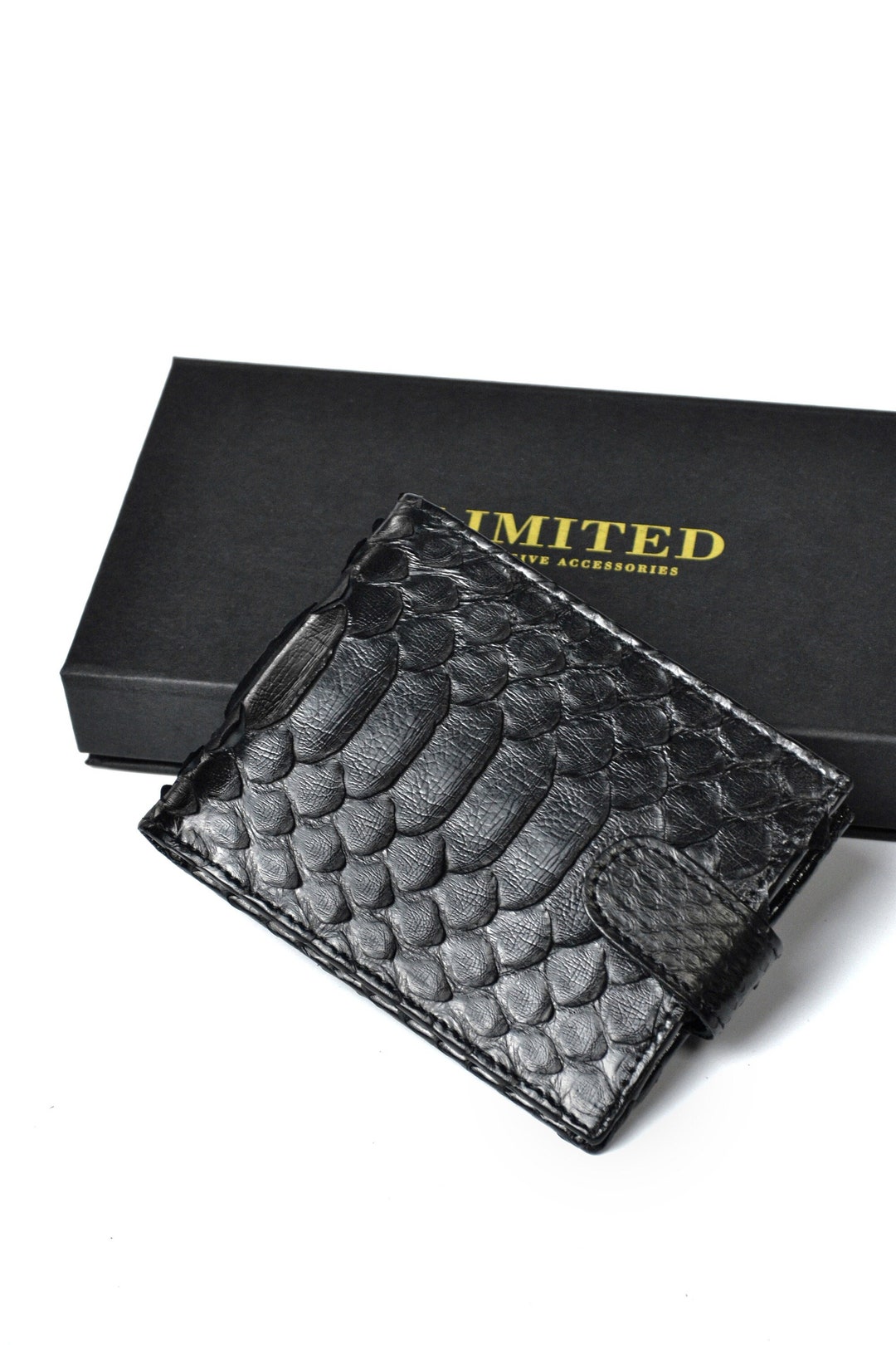 Black Python Wallet for Man, Black Snakeskin Wallet, Leather Slim ...