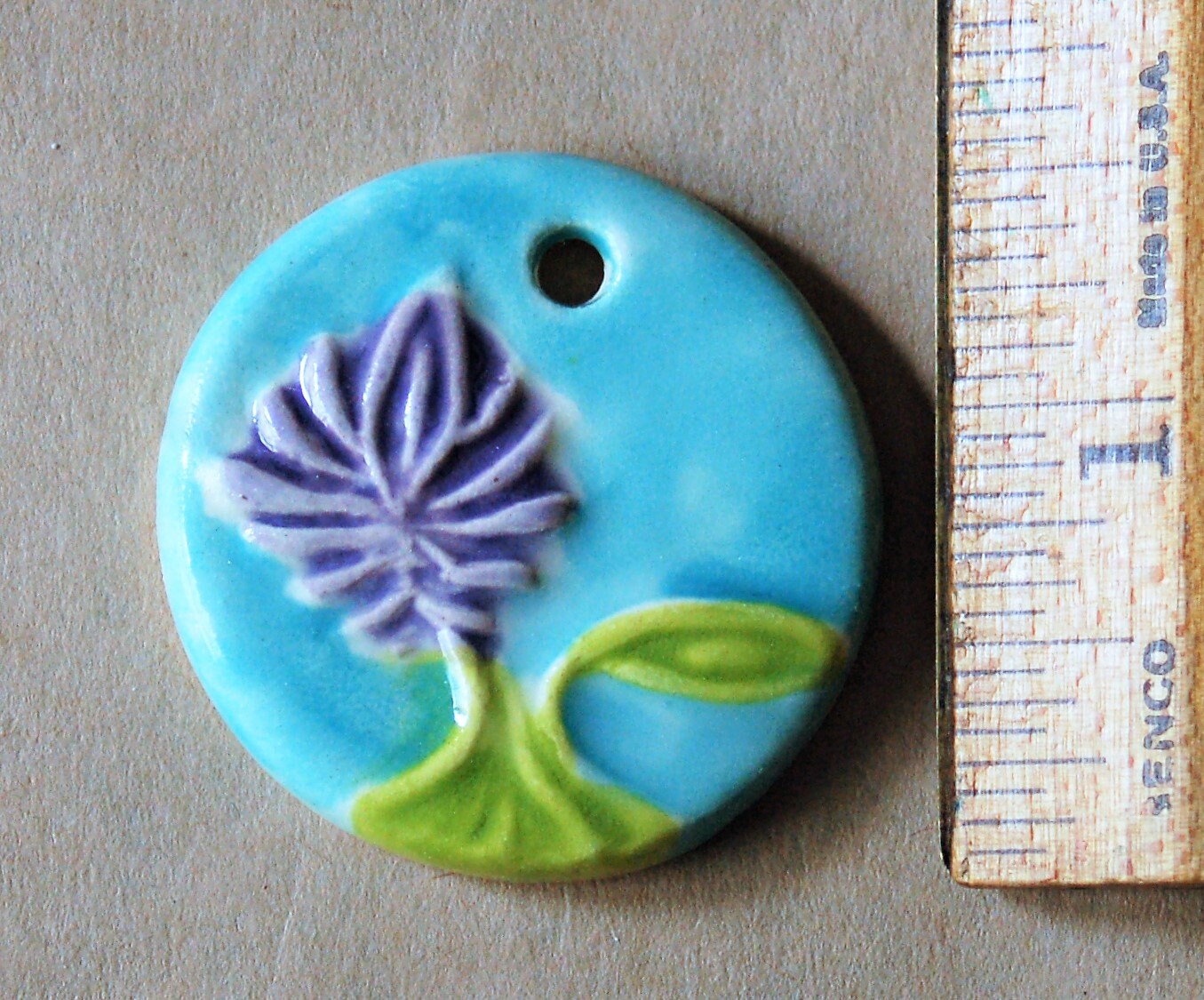 Lovely Lotus Large Hand painted Ceramic Pendant with Serene | Etsy