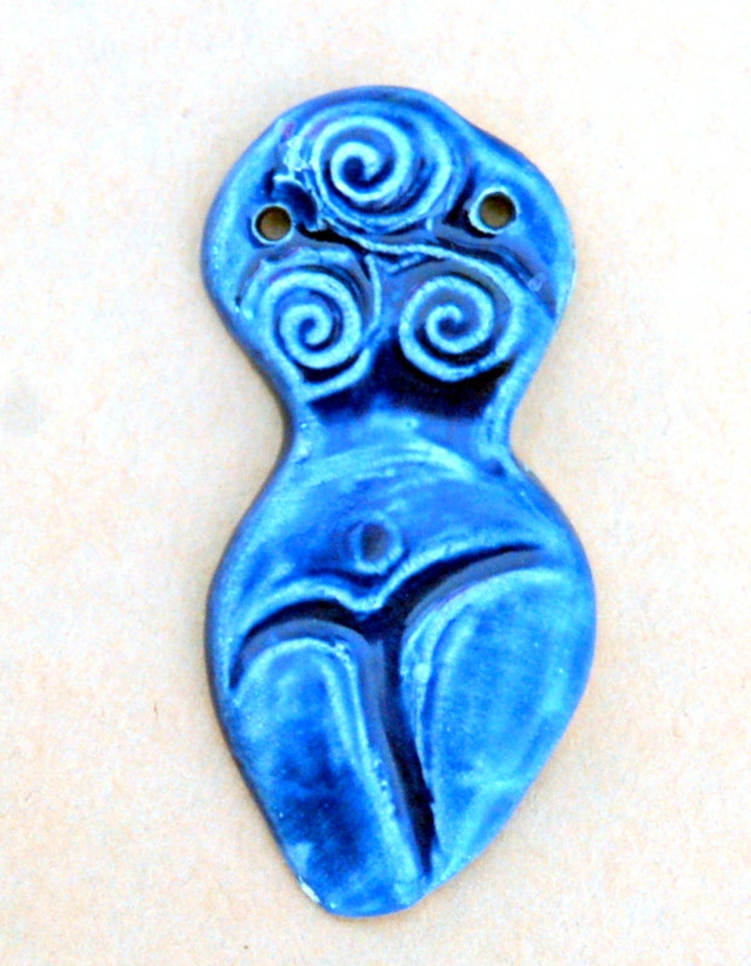 Handmade Ceramic Goddess Bead - Venus Blessingway Bead in Bold Blue ...