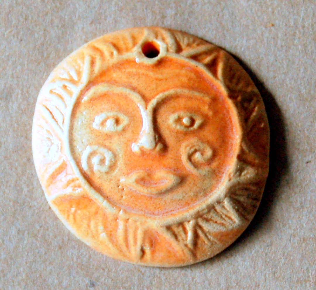 1 Handmade Ceramic Bead - Light and Bright Sun Bead - Available in ...