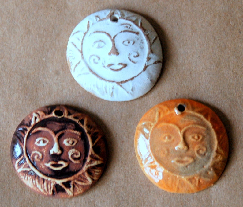 1 Handmade Ceramic Bead Light and Bright Sun Bead | Etsy