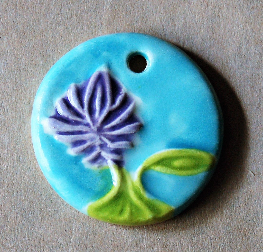 Lovely Lotus Large Hand Painted Ceramic Pendant With Serene Lavender ...