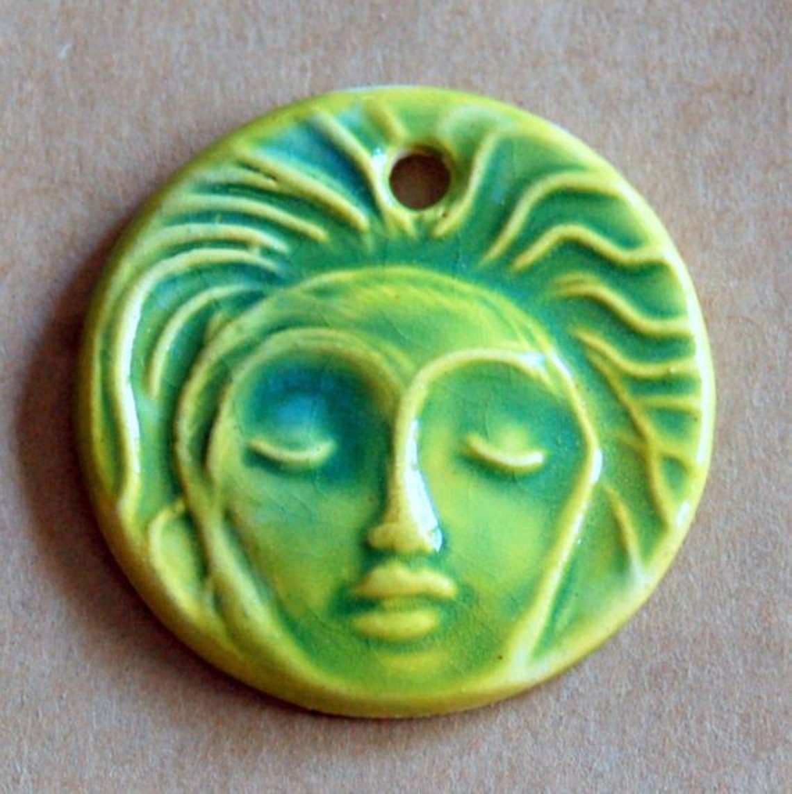 Handmade Ceramic Face Pendant Light and Bright Meditation - Etsy
