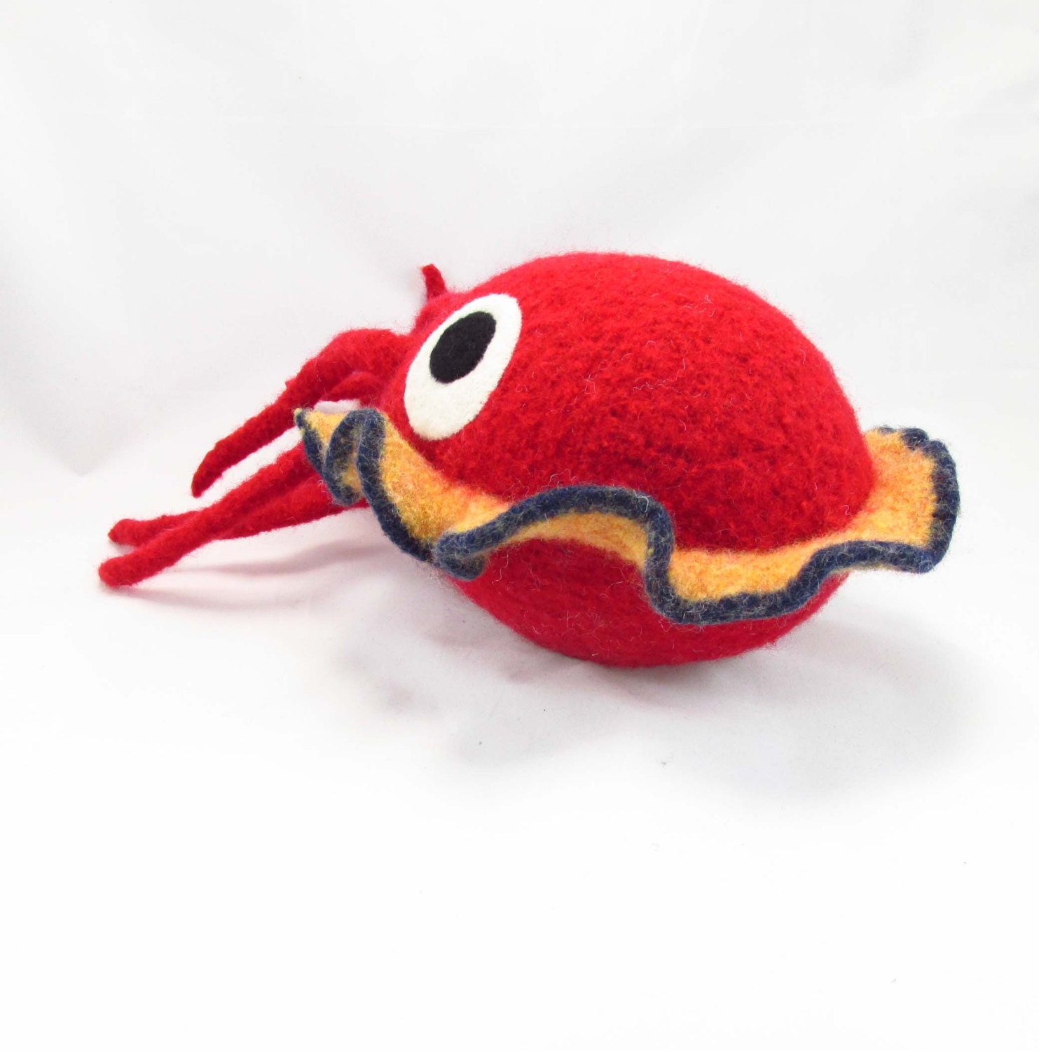 Cuttlefish Snooter-doot felted wool toy, whimsical soft-sculptured doll ...