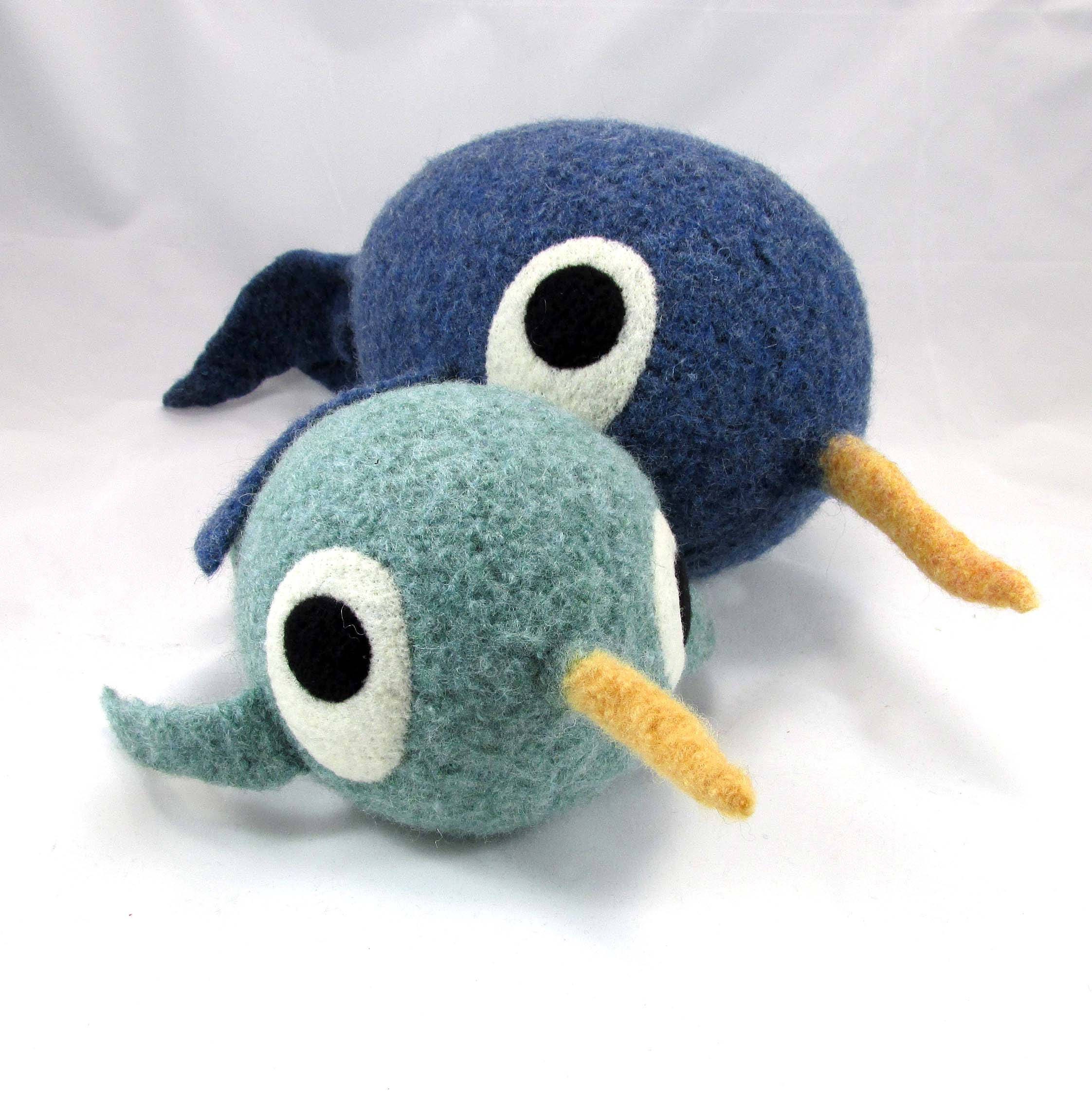 Narwhal Snooter-doot – Felted Wool Toy, Whimsical Soft-sculptured Doll ...
