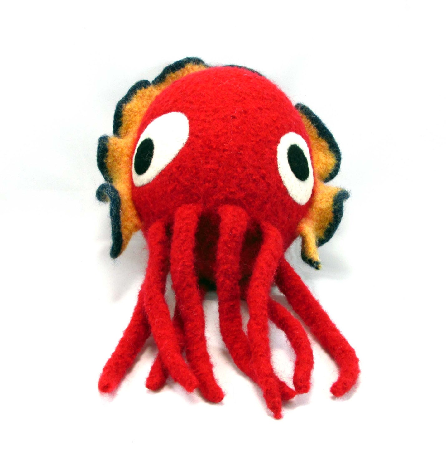 Cuttlefish Snooter-doot felted wool toy, whimsical soft-sculptured doll ...