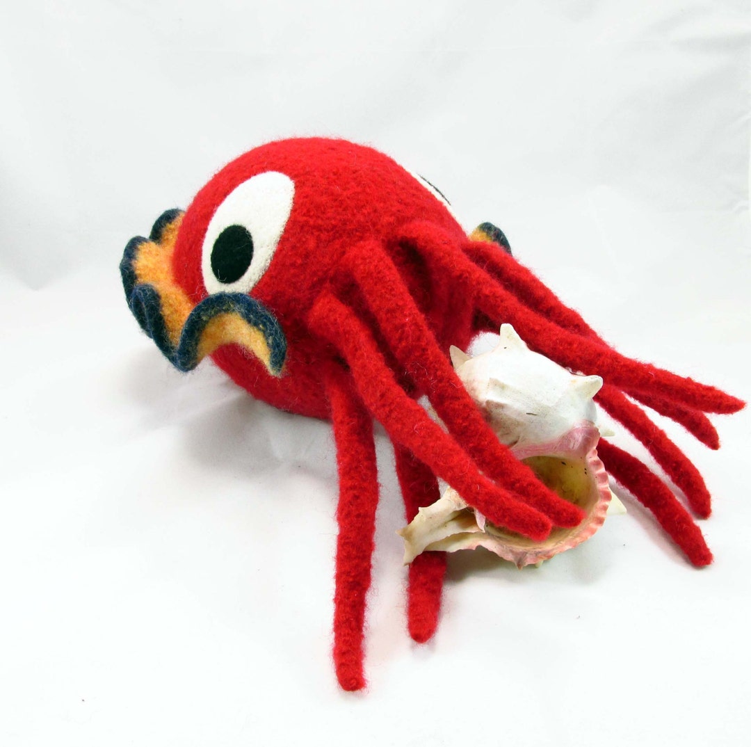 Cuttlefish Snooter-doot – Felted Wool Toy, Whimsical Soft-sculptured ...