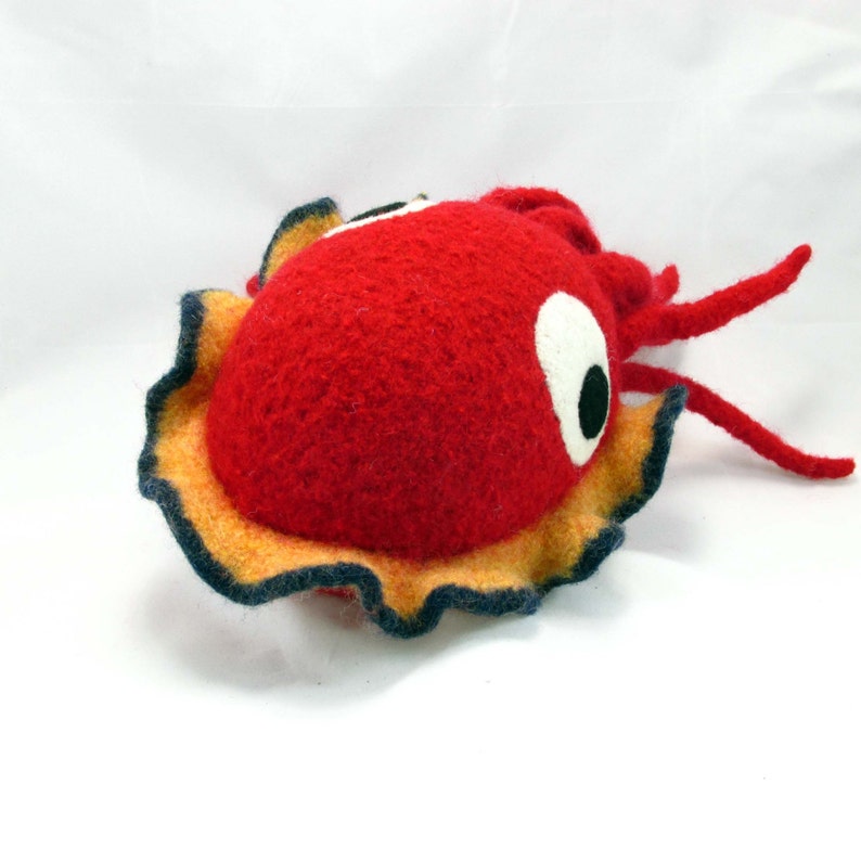 Cuttlefish Snooter-doot felted wool toy, whimsical soft-sculptured doll ...