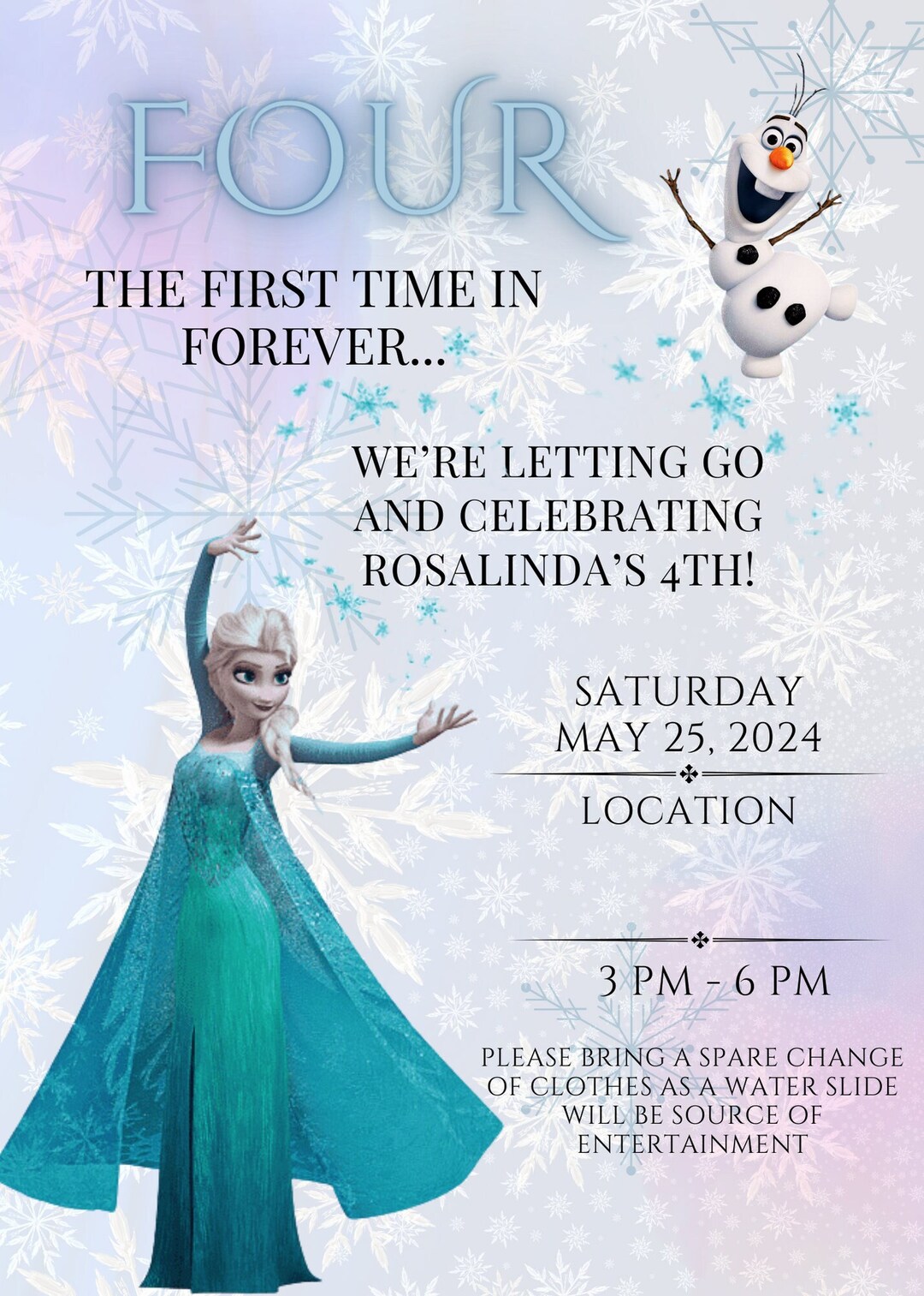 Elsa 4th Birthday Invitation - Etsy