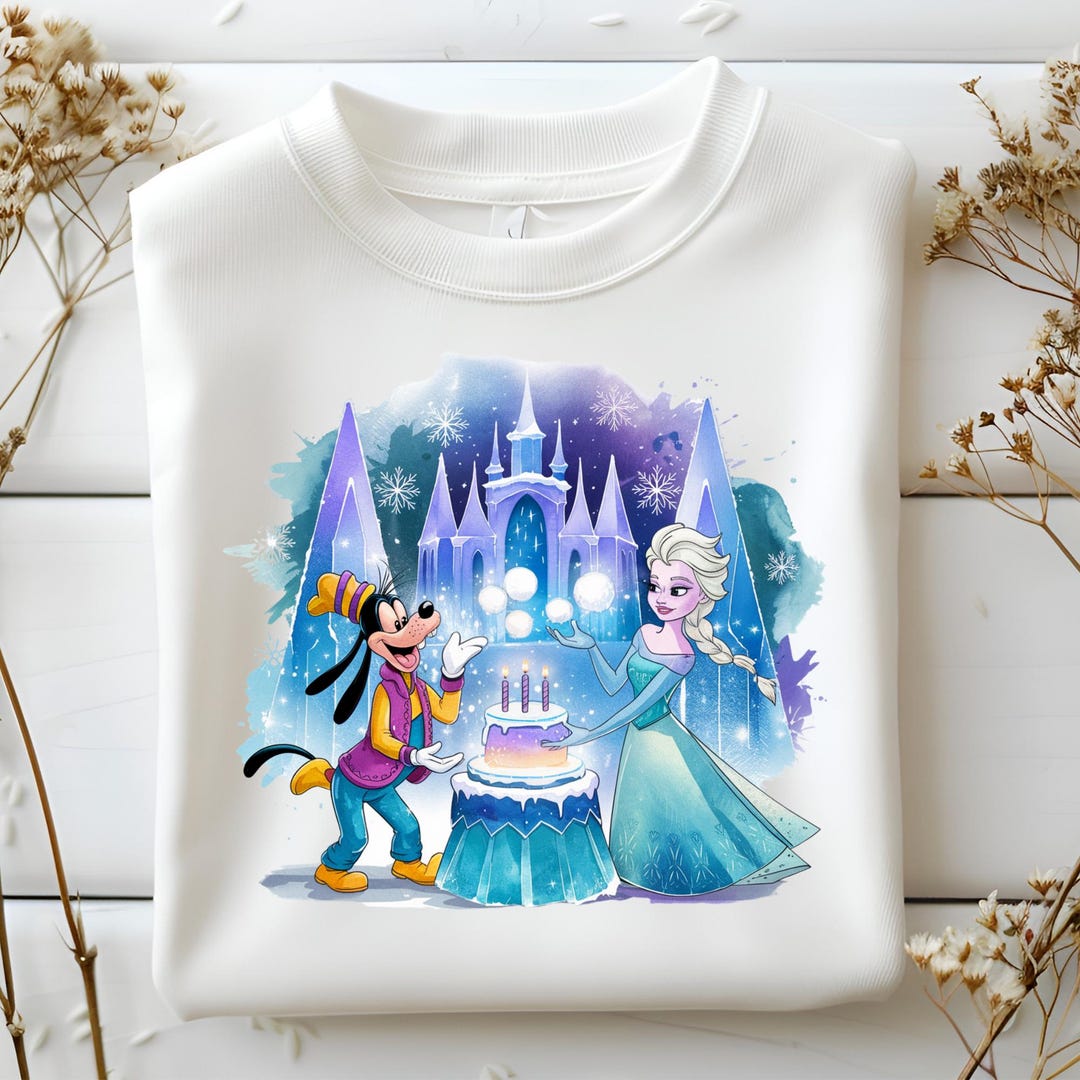 Goofy and Elsa PNG Bundle, Winter Birthday Clipart, Cute Frozen Theme ...