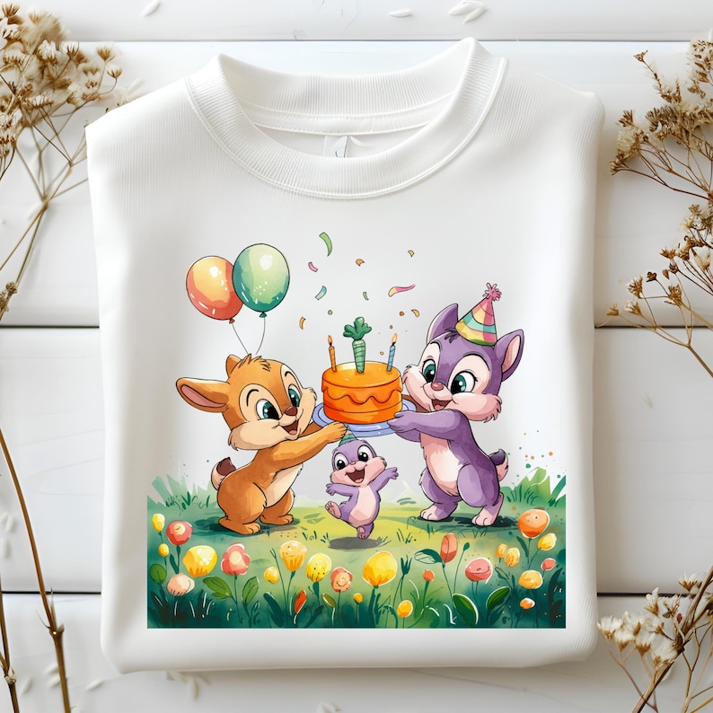 Chip and Dale & Thumper Birthday PNG, Cute Forest Friends Clipart ...