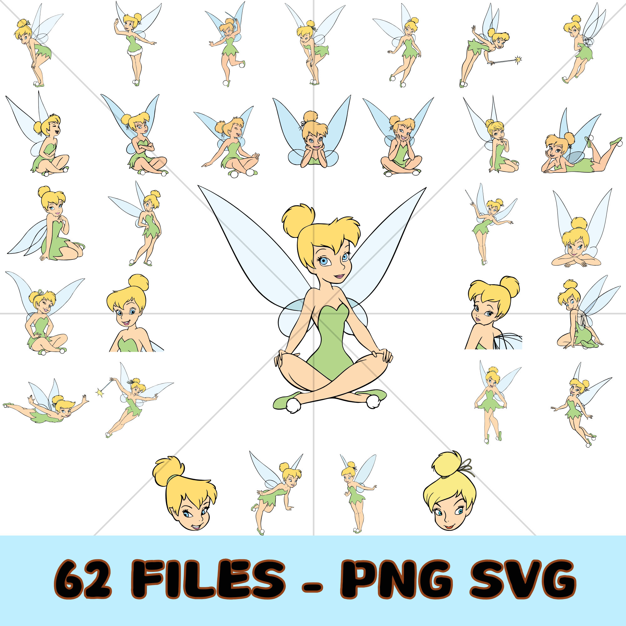 31pcs, LAYERED, Tinkerbell SVG & PNG Clipart Files, Tinkerbell Bundle ...