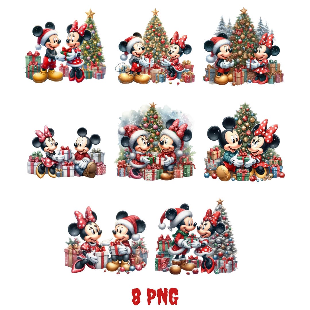 Mickey and Minnie Mouse Christmas Png, Mouse Head Christmas Bundle ...