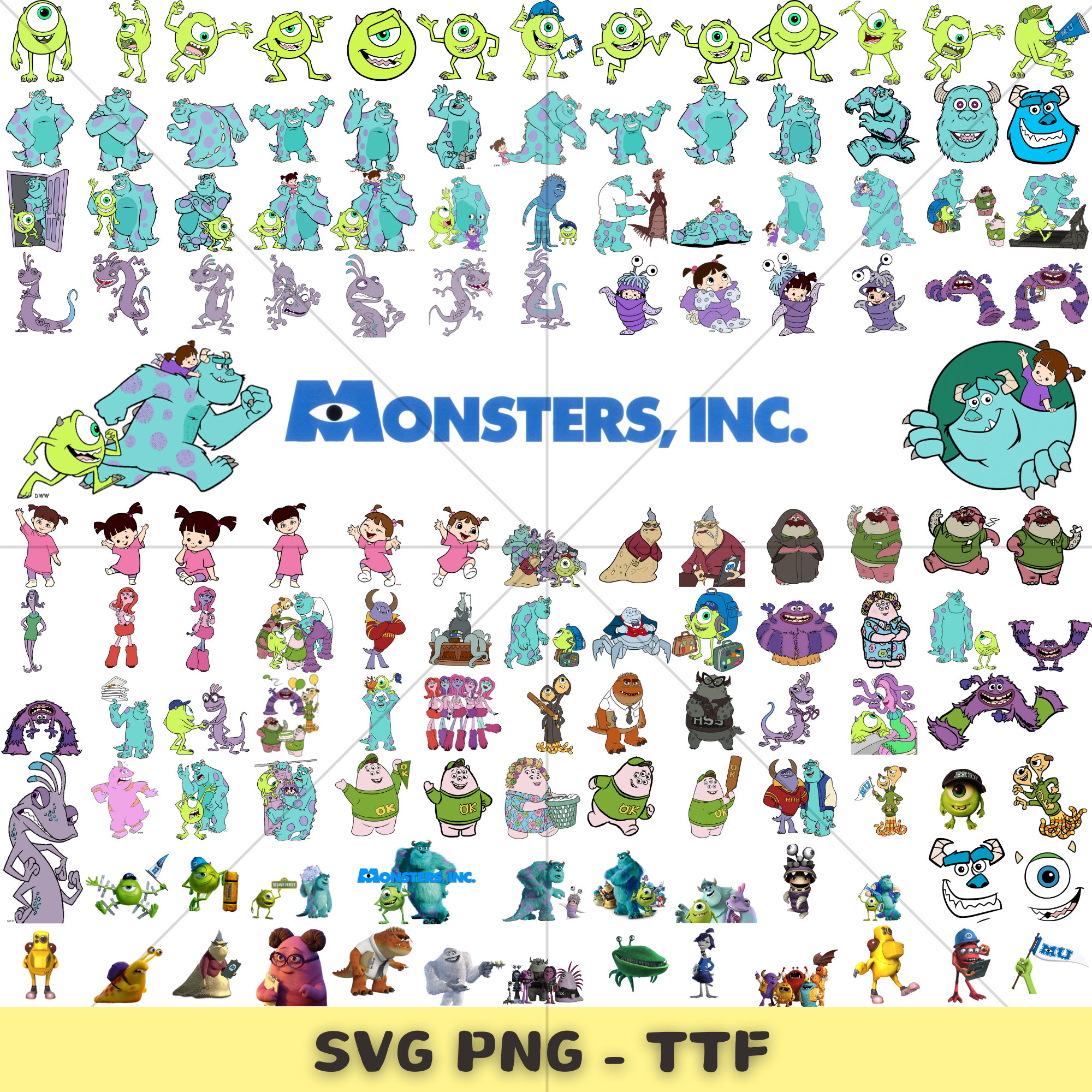 Monsters Clipart, Monsters Fonts (TTF) Monsters SVG, Instant Download ...