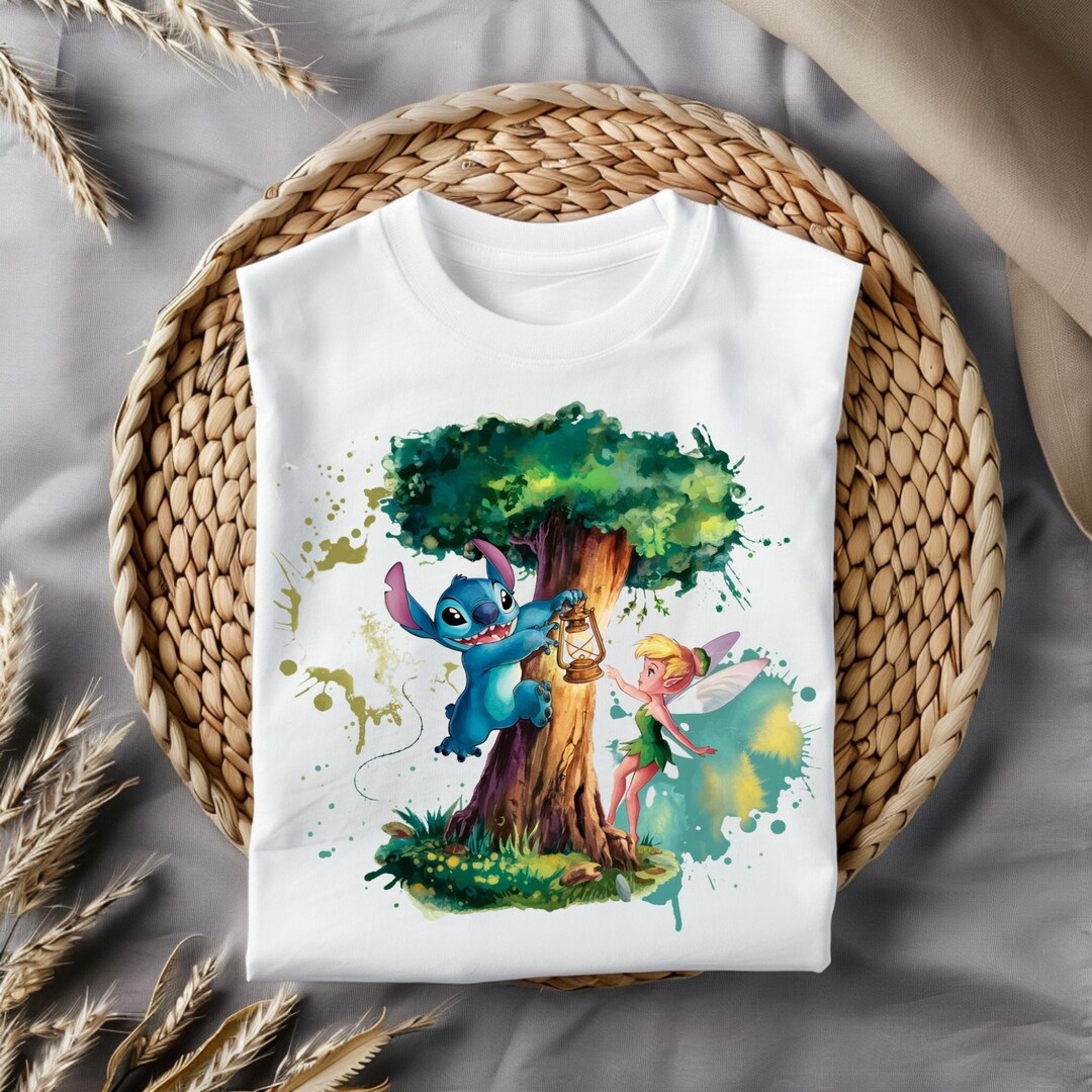 Magical Stitch and Tinkerbell Adventure Watercolor PNG – Enchanted ...