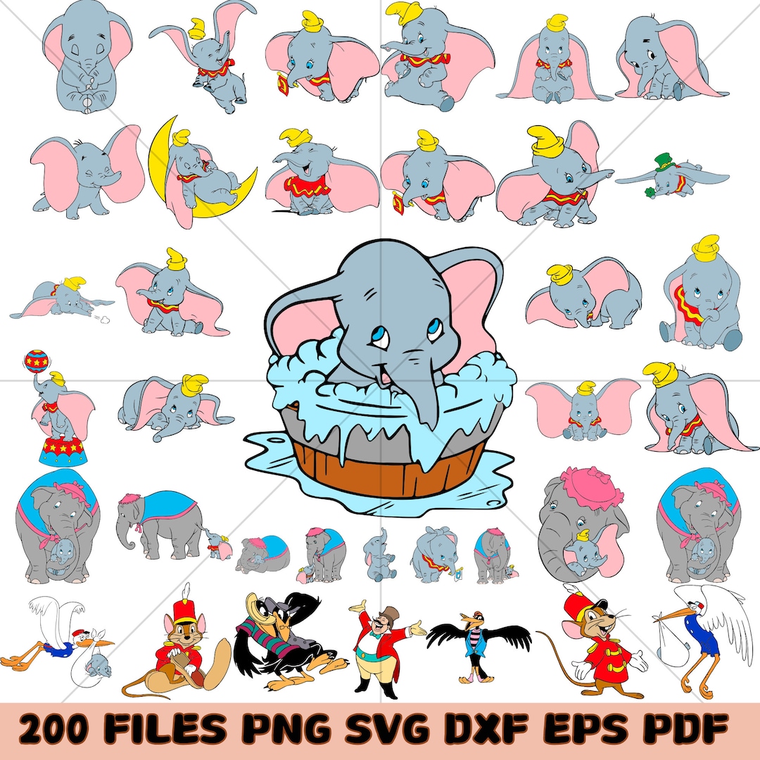 Dumbo Layered SVG, Dumbo PNG, Dumbo SVG, Dumbo Clipart for Cricut ...
