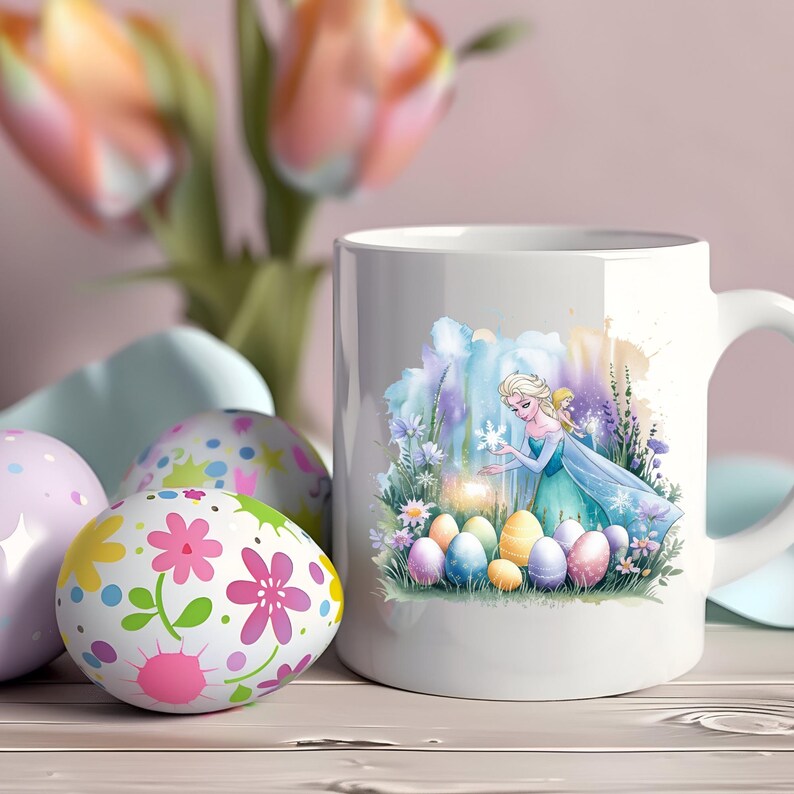 Frozen Easter PNG, Elsa and Tinkerbell Clipart, Watercolor Spring Egg ...