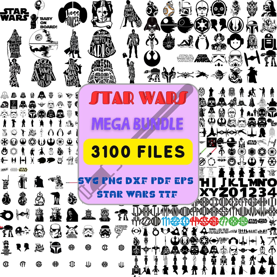 Star Wars Svg, 3100+ Starwars Svg Bundle, Star Wars Png, Svg Files for ...