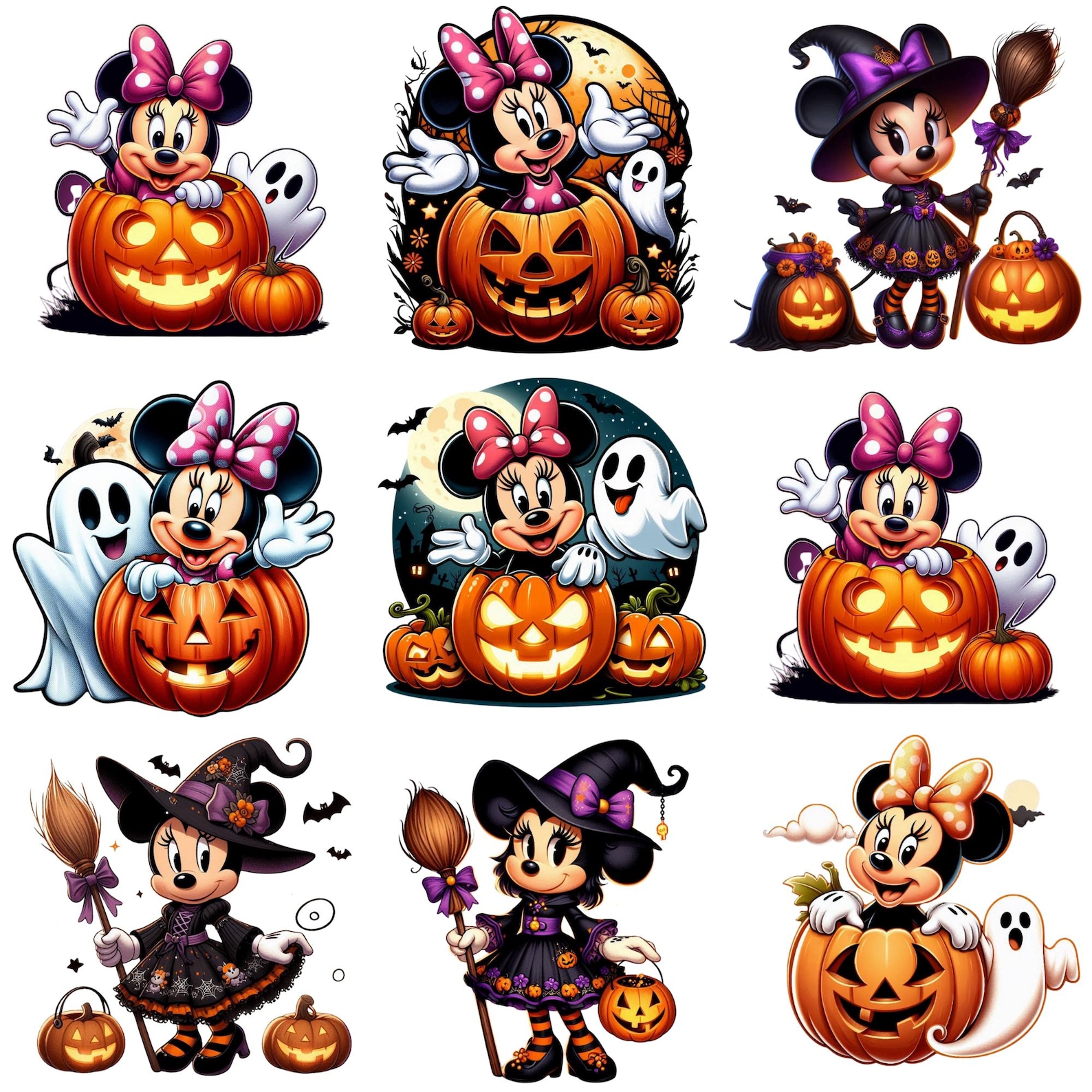 Minnie Halloween Cliparts Bundle, Halloween Pumpkin Cute Clipart ...