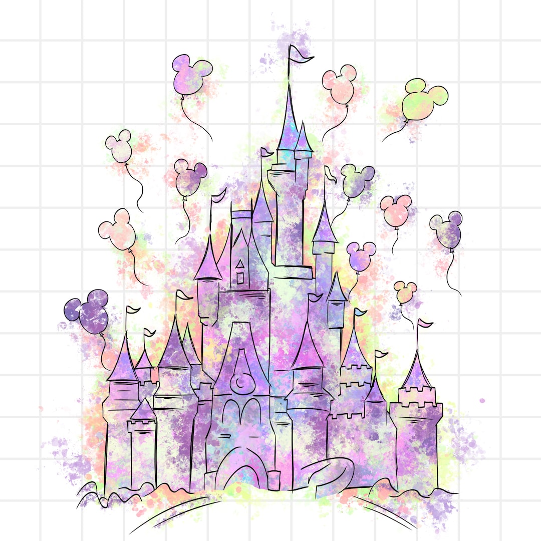 Watercolor Mouse Castle Png Bundle, Mouse Ear Castle Png, Retro ...