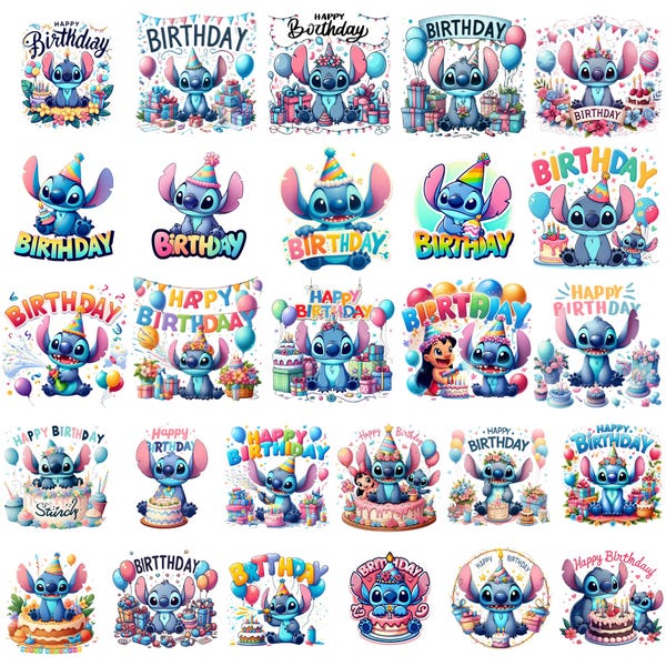Stitch Happy Birthday Png - Etsy