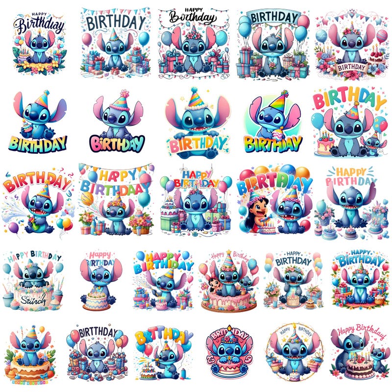 Stitch Happy Birthday Png - Etsy
