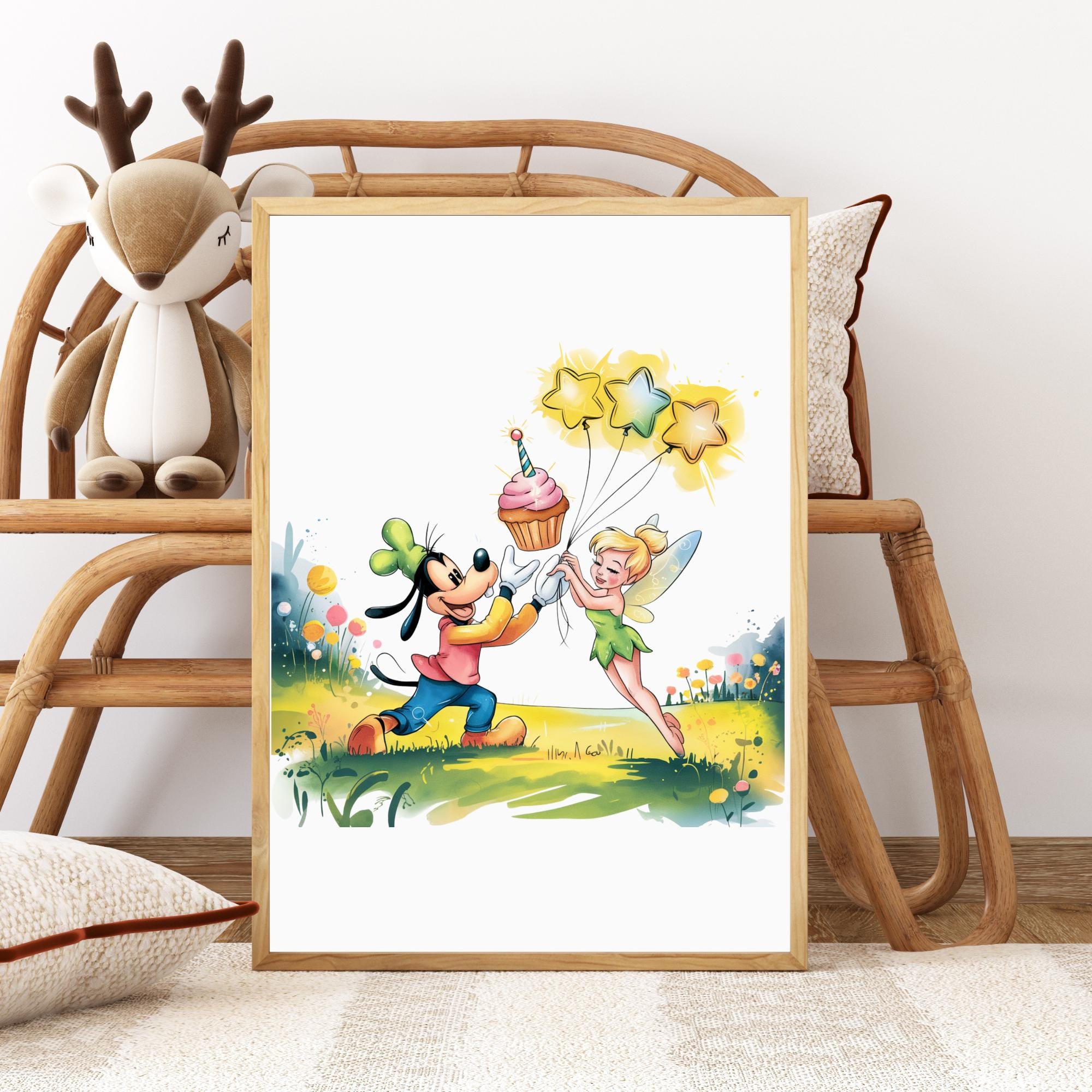 Goofy and Tinkerbell PNG Bundle, Fun Birthday Celebration Clipart, Cute ...