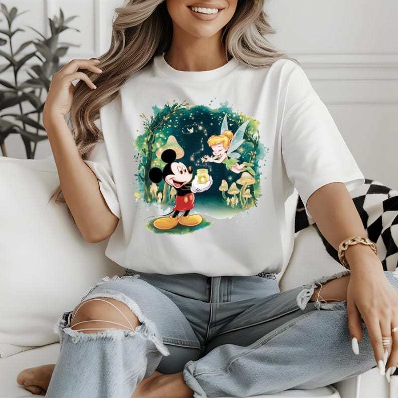 Mickey & Tinkerbell Magical Forest Clipart, Enchanted Fairy Light PNG ...
