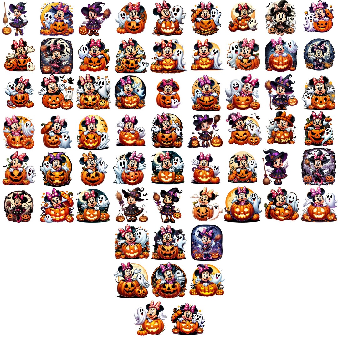 Minnie Halloween Cliparts Bundle, Halloween Pumpkin Cute Clipart ...