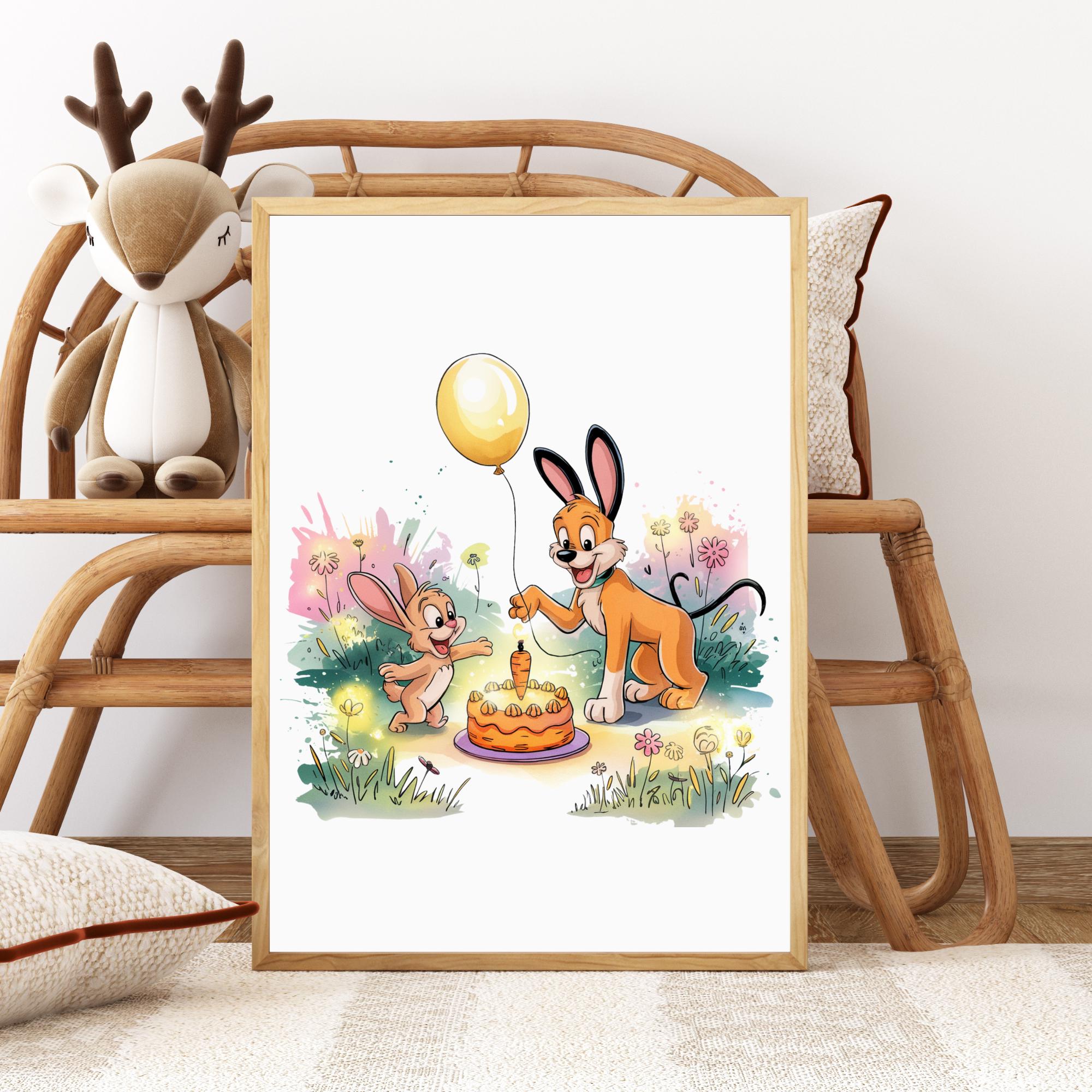 Pluto and Thumper PNG, Birthday Clipart With Cake and Balloon ...