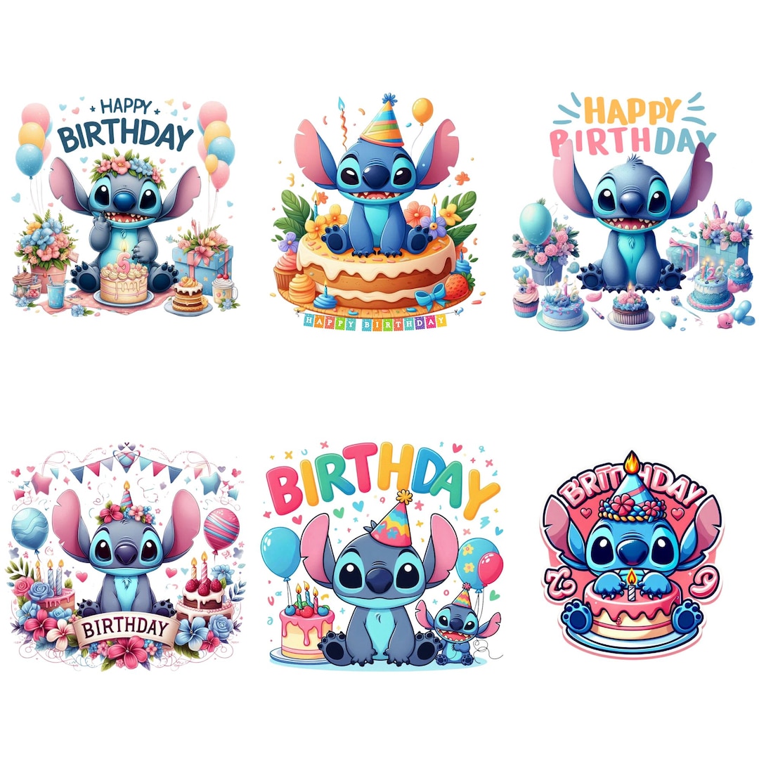 Birthday Stitch PNG, Happy Birthday Stitch PNG, Stitch and Angel, Lilo ...
