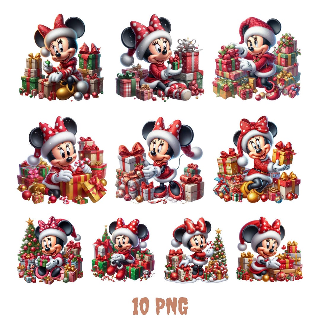 Mickey and Minnie Mouse Christmas Png, Mouse Head Christmas Bundle ...