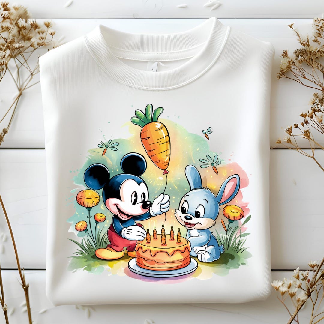Mickey and Thumper PNG Bundle, Spring Birthday Clipart, Carrot Balloon ...