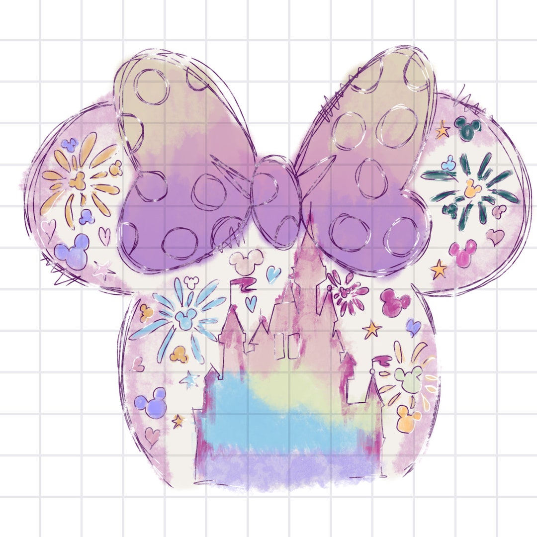 Watercolor Mouse Castle Png Bundle, Mouse Ear Castle Png, Retro ...