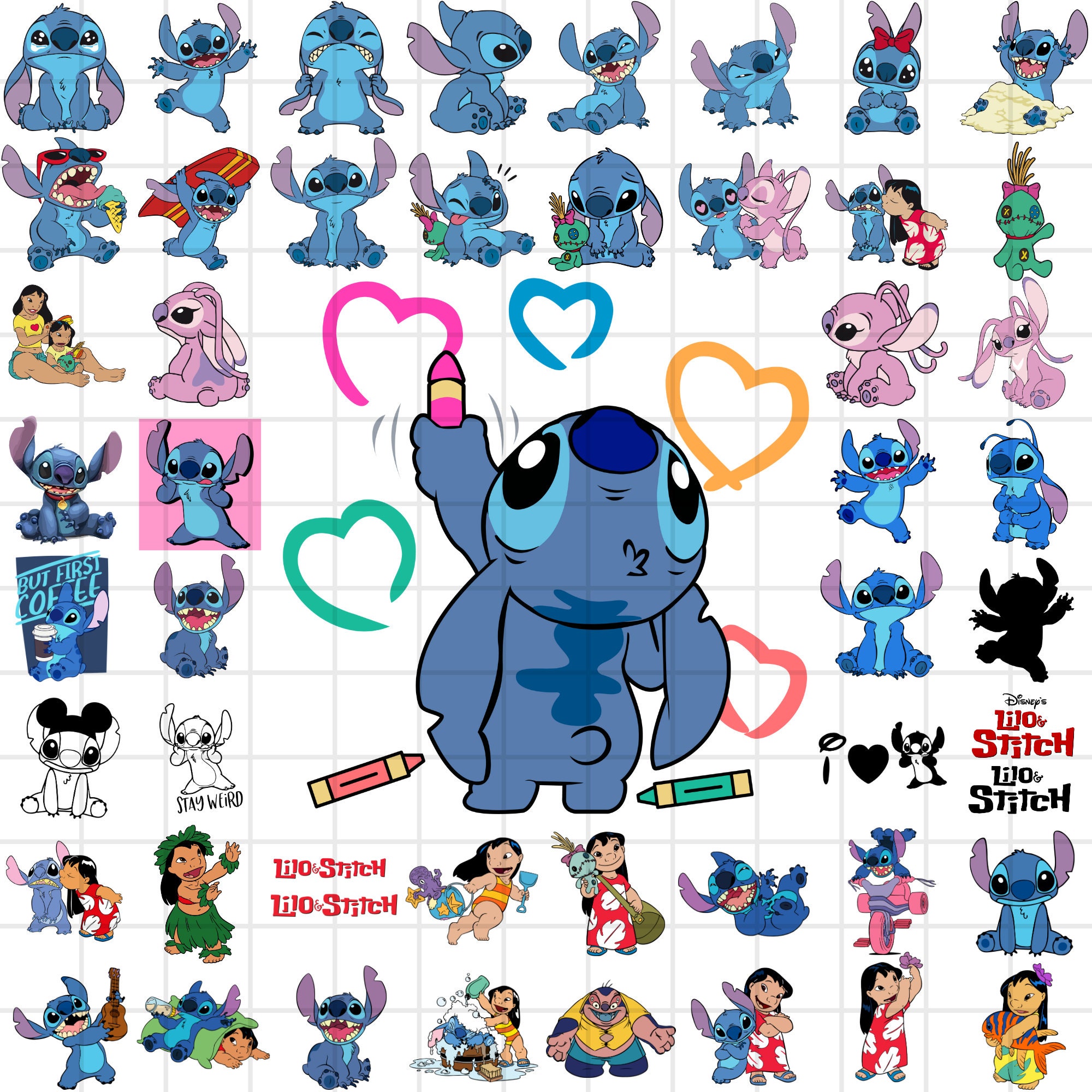 Lilo and Stitch Bundle , Stitch and Angel Love Svg Png, Stitch Cut ...