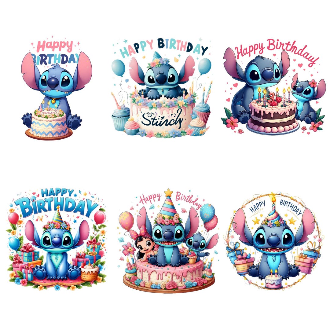 Birthday Stitch PNG, Happy Birthday Stitch PNG, Stitch and Angel, Lilo ...