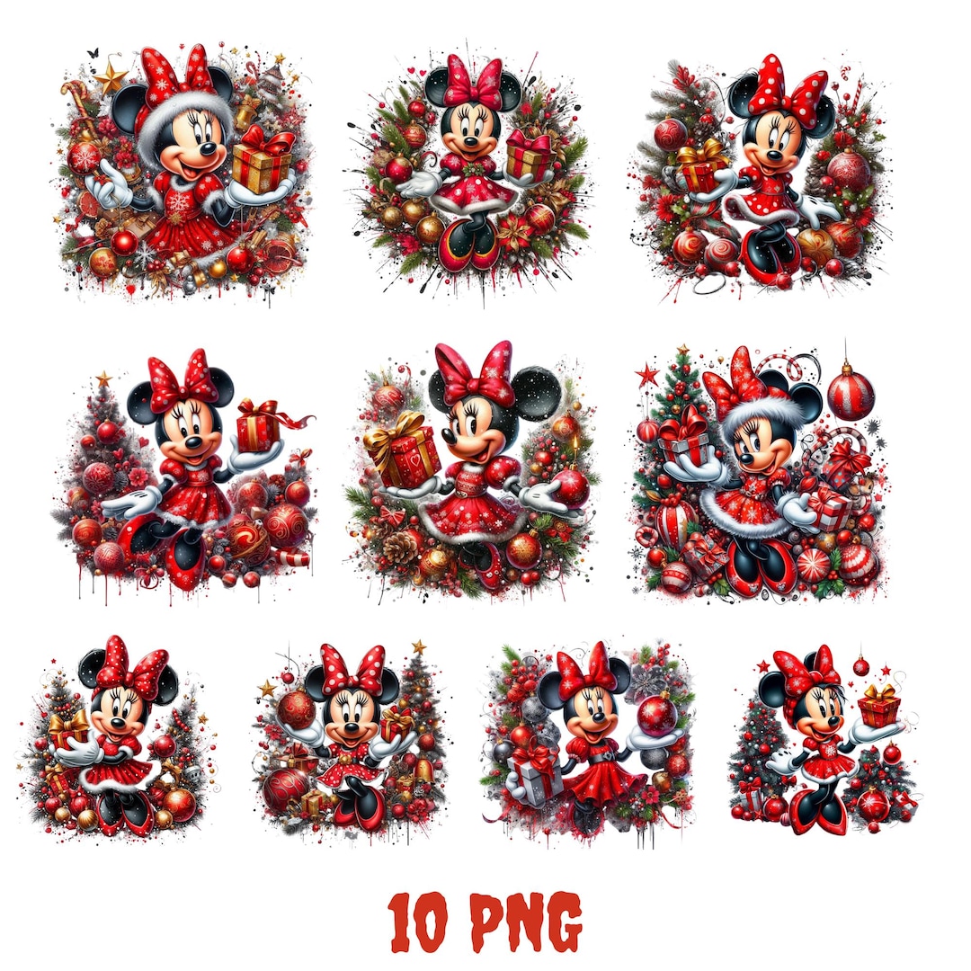 10 Minnie Mouse Christmas Png, Mouse Head Christmas Bundle, Bundle Merry Christmas Png ...
